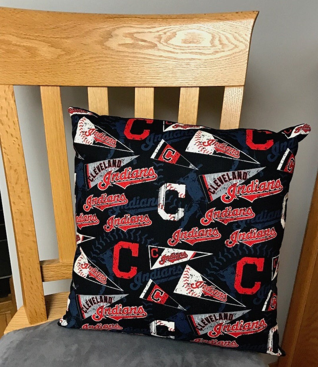 Cleveland Indians - Pennant Style - Large 16x16" Accent or Throw Pillow ...
