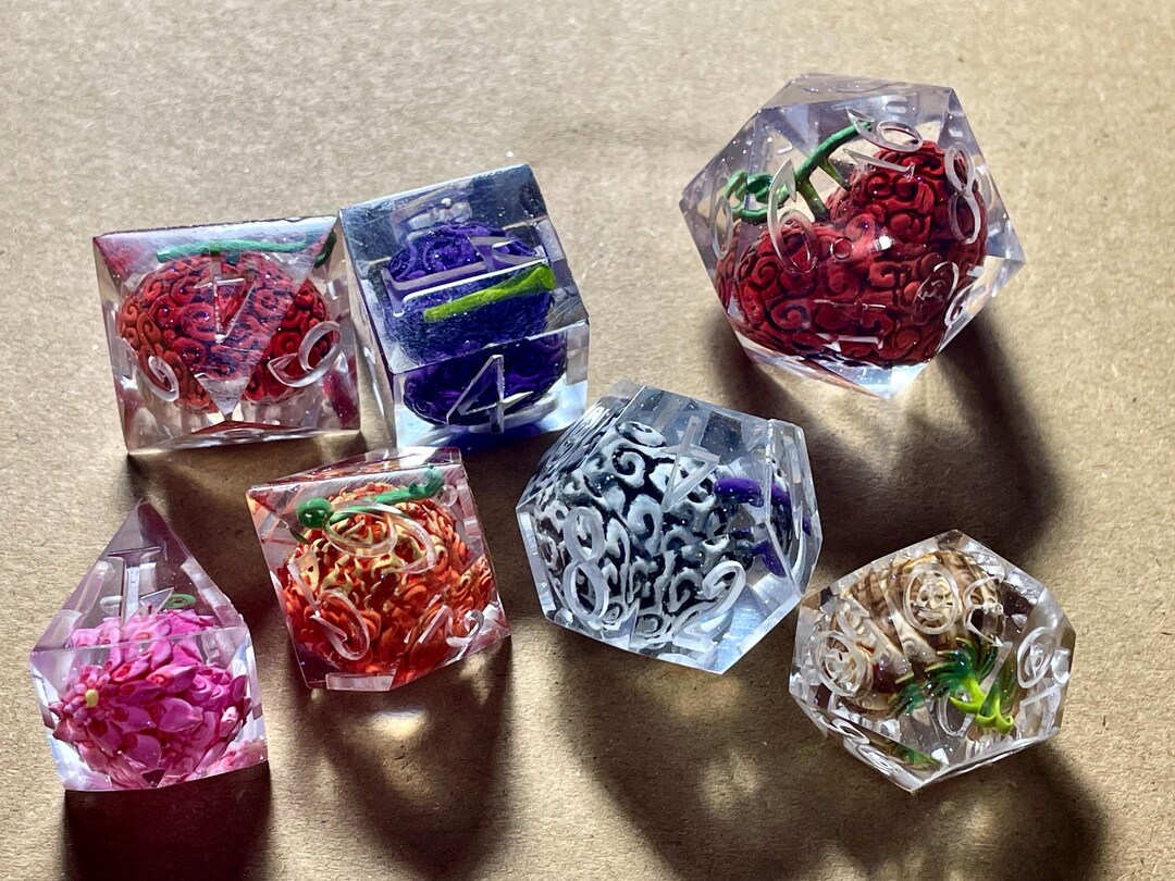 One Piece Fruit Dice Set 7pc D&D Style Polyhedral Dice Set in the One ...