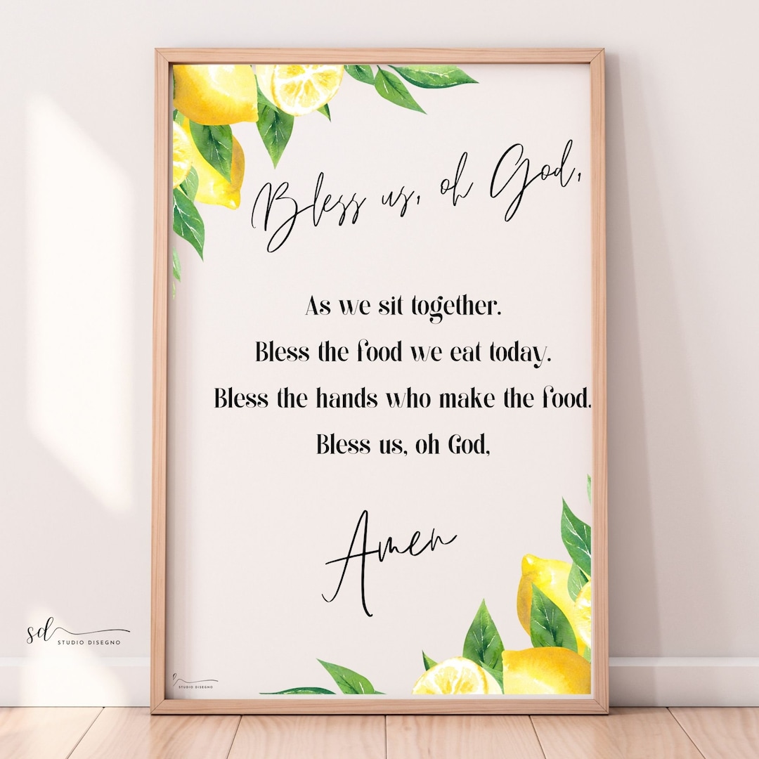 Catholic Grace Before Meals Print, Lemon Kitchen Decor (digital ...