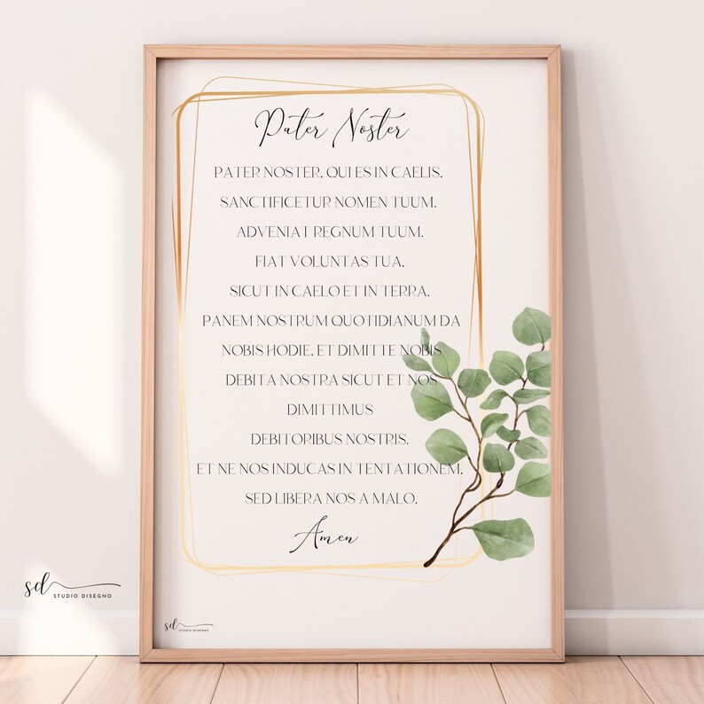 Pater Noster the Lords Prayer Modern Catholic Wall Art, Latin Prayer ...