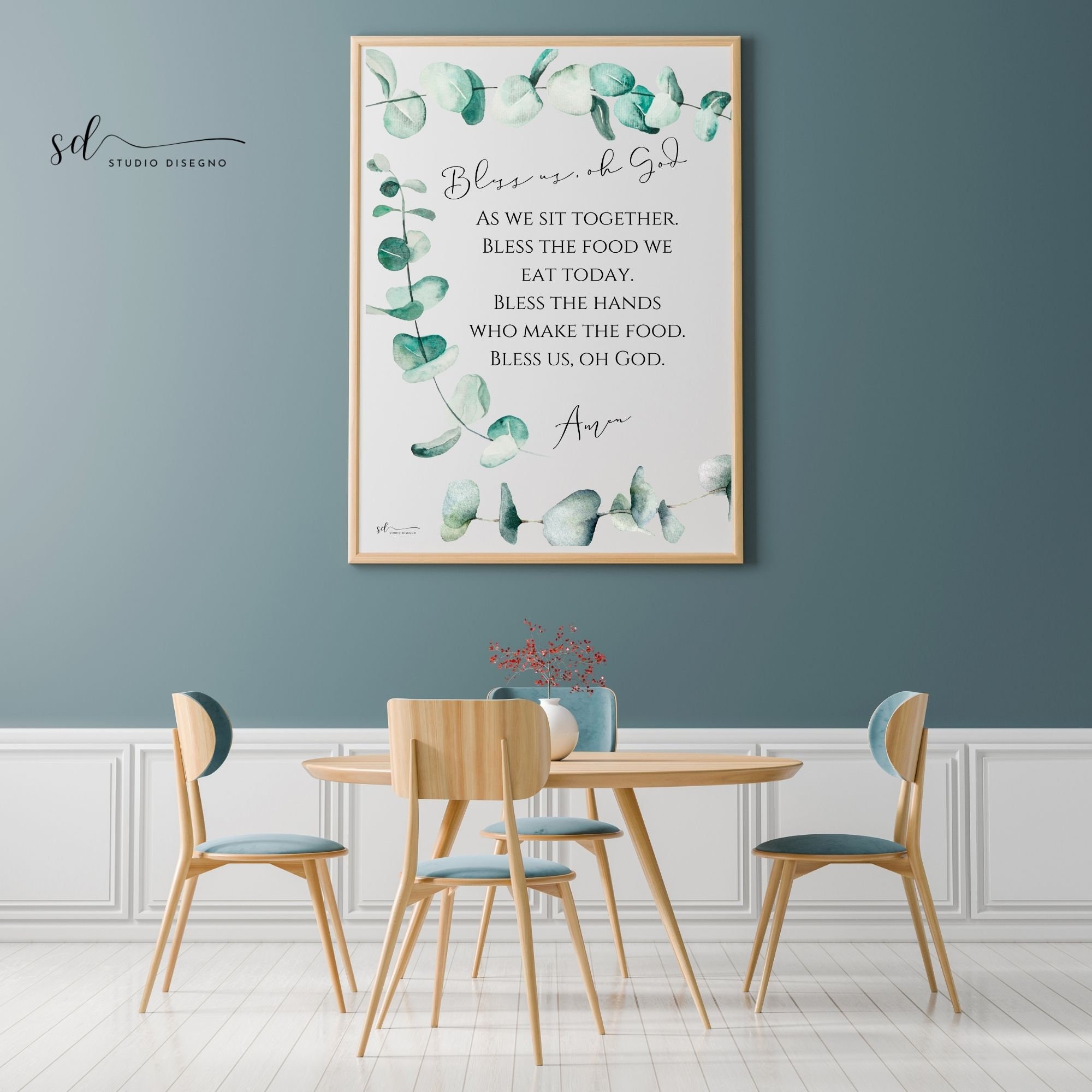 Grace Before Meals Print, Catholic Kitchen Prayer, Eucalyptus (digital ...