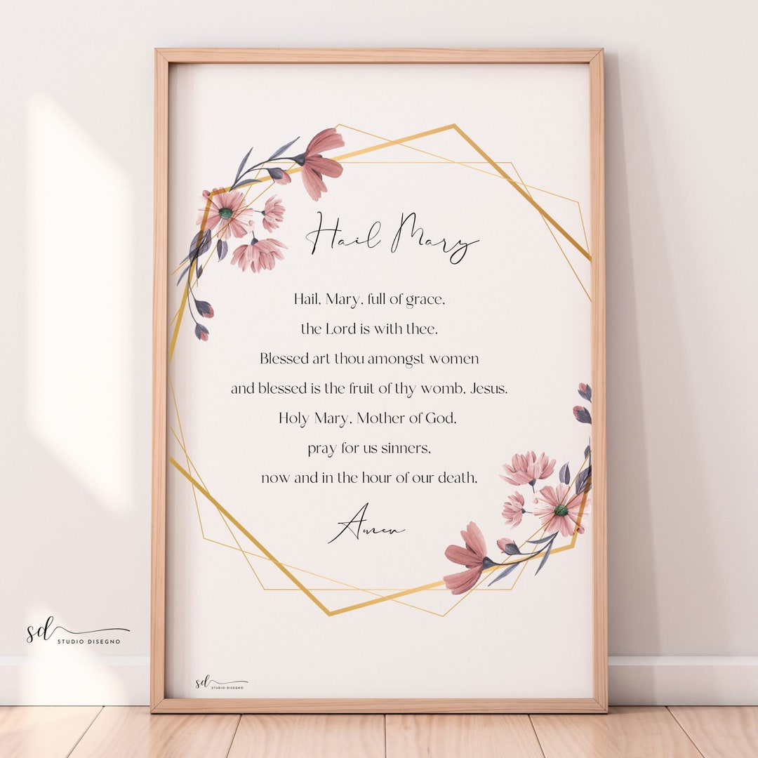 Hail Mary Prayer – Catholic Prayer Print, Digital Download, Catholic ...