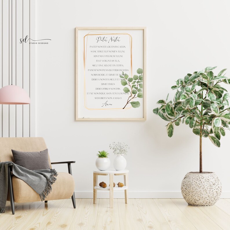 Pater Noster the Lords Prayer Modern Catholic Wall Art, Latin Prayer ...