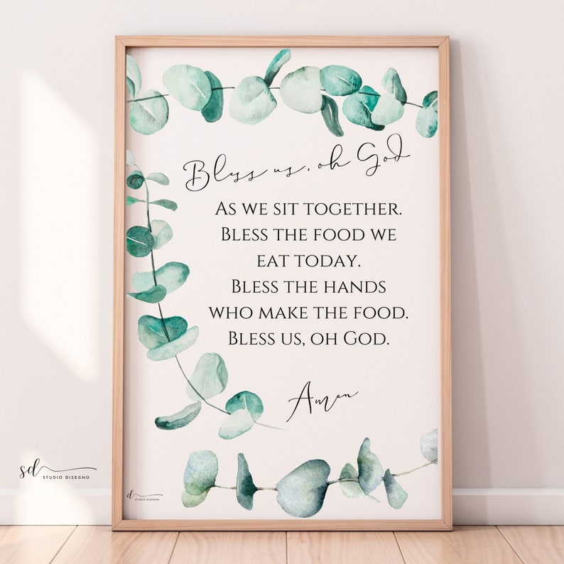 Grace Before Meals Print, Catholic Kitchen Prayer, Eucalyptus (digital ...
