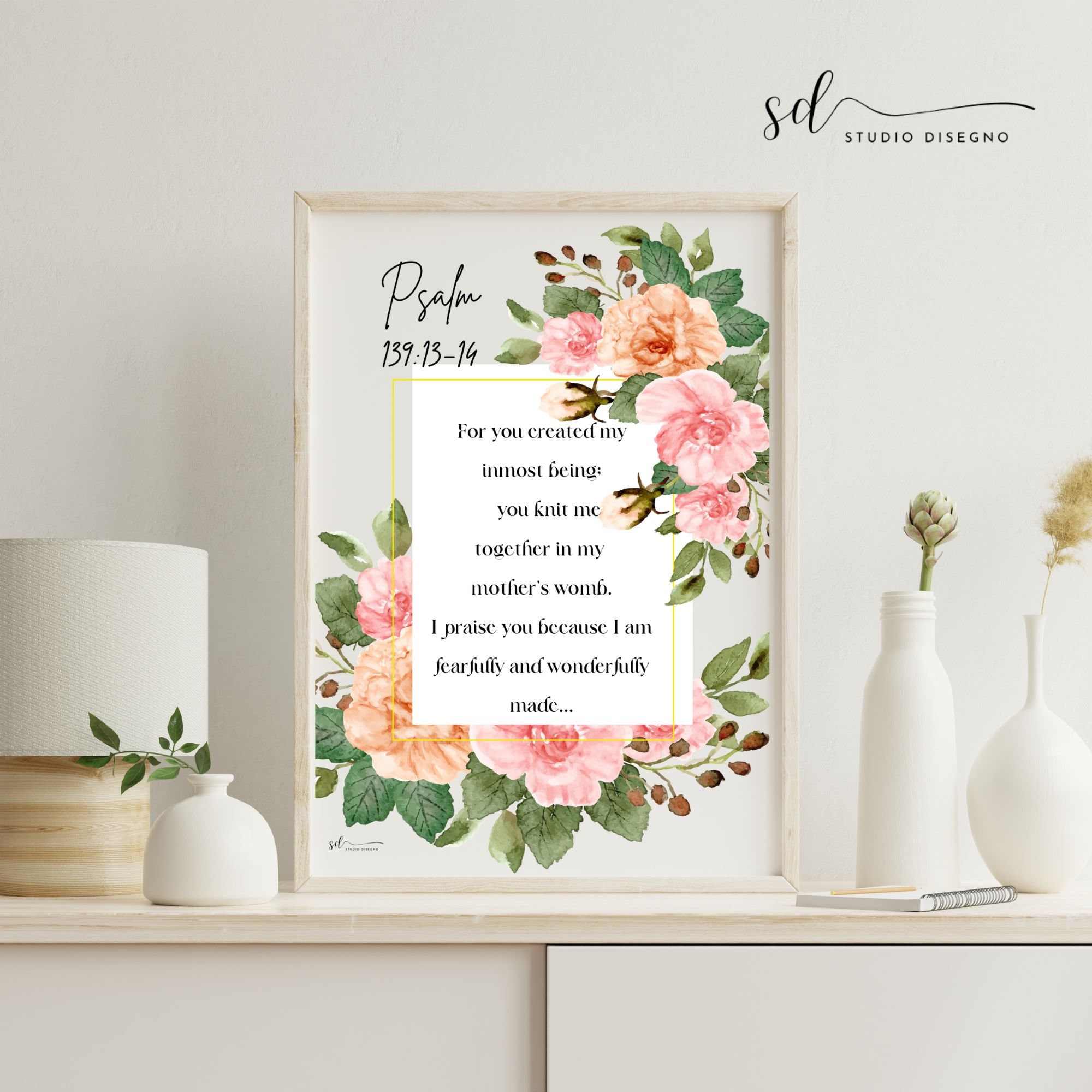 Psalm 139 – Bible Verse, Scripture Wall Art, Catholic Printable, Pink ...