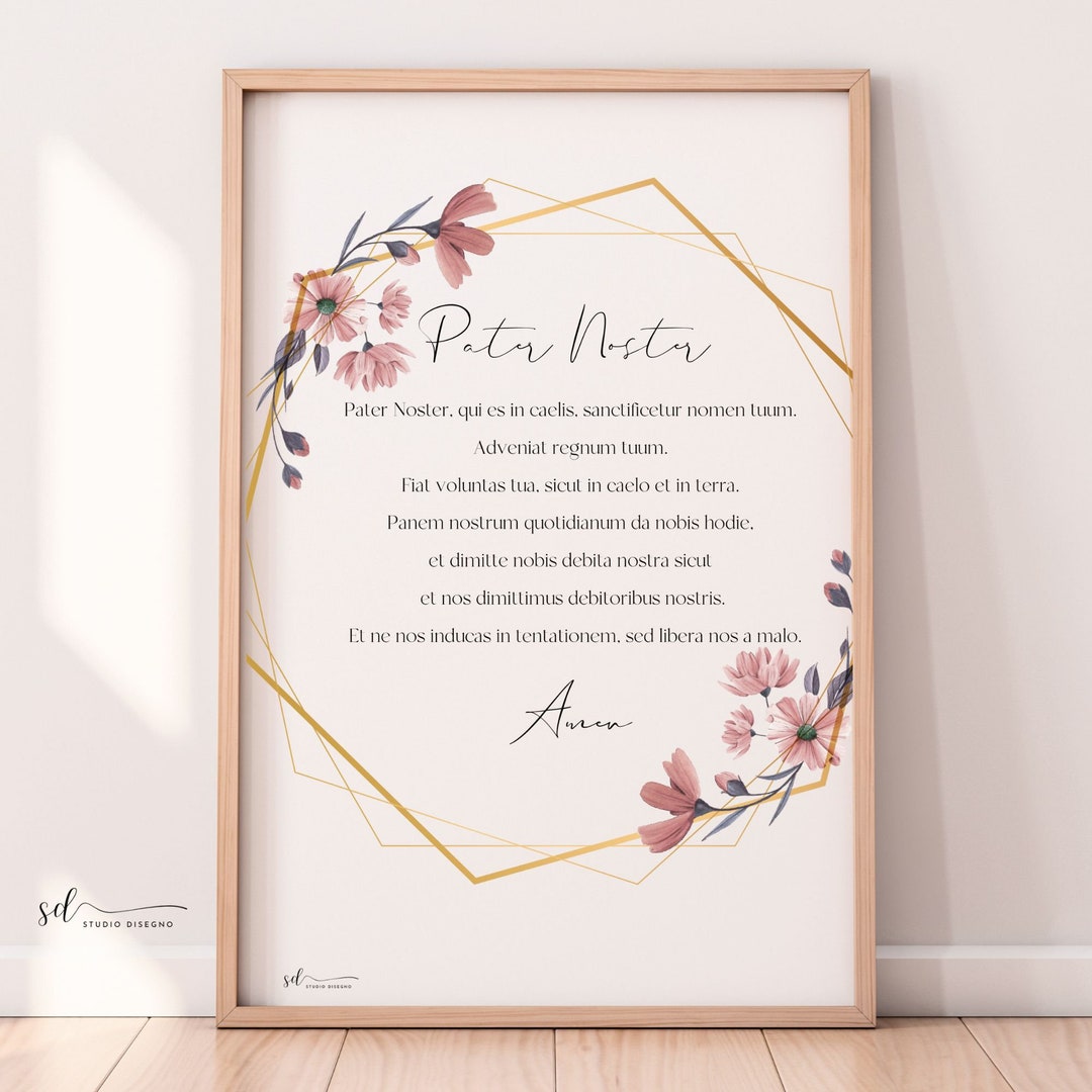 Pater Noster Latin Prayer Print – Modern Catholic Wall Art (digital ...