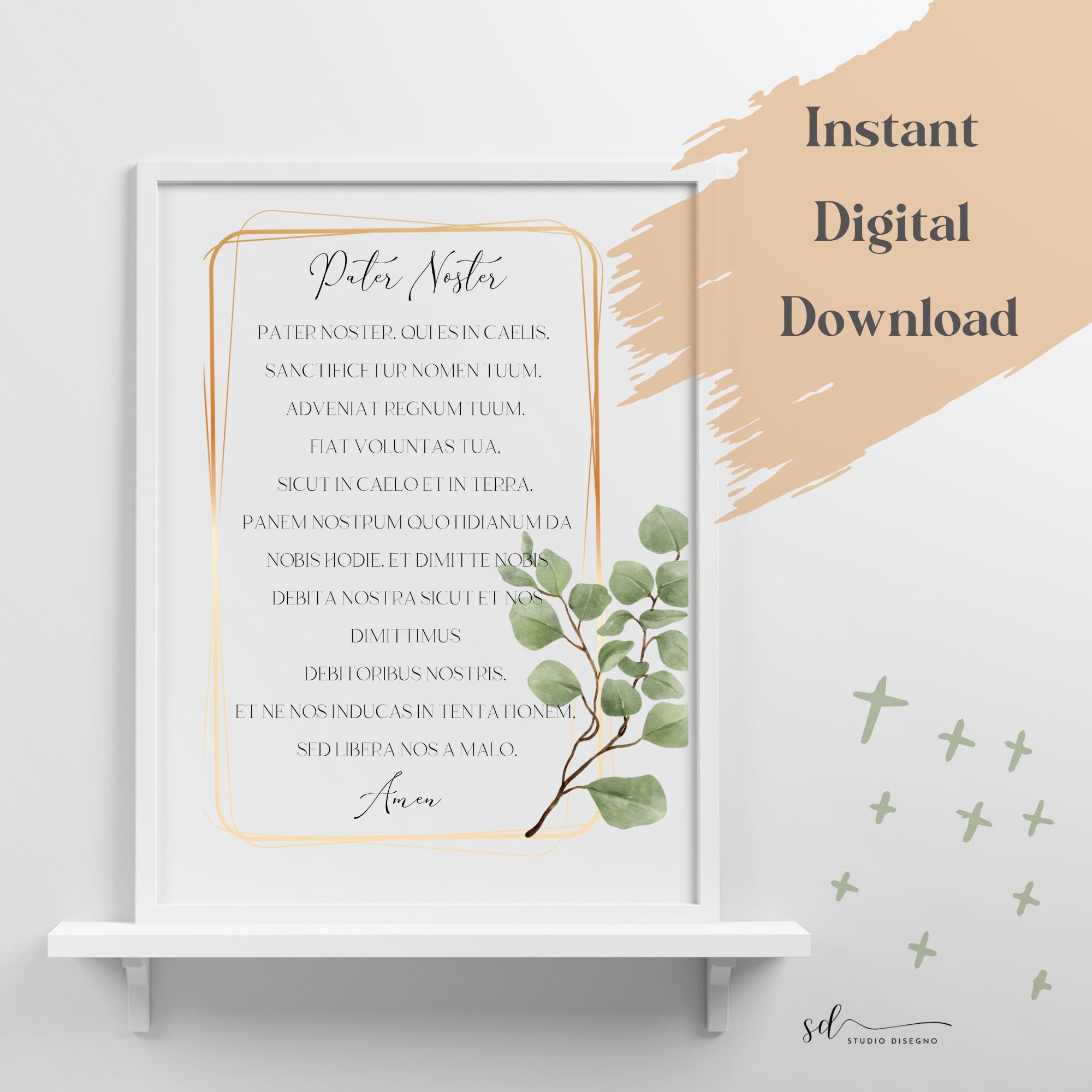 Pater Noster the Lords Prayer Modern Catholic Wall Art, Latin Prayer ...