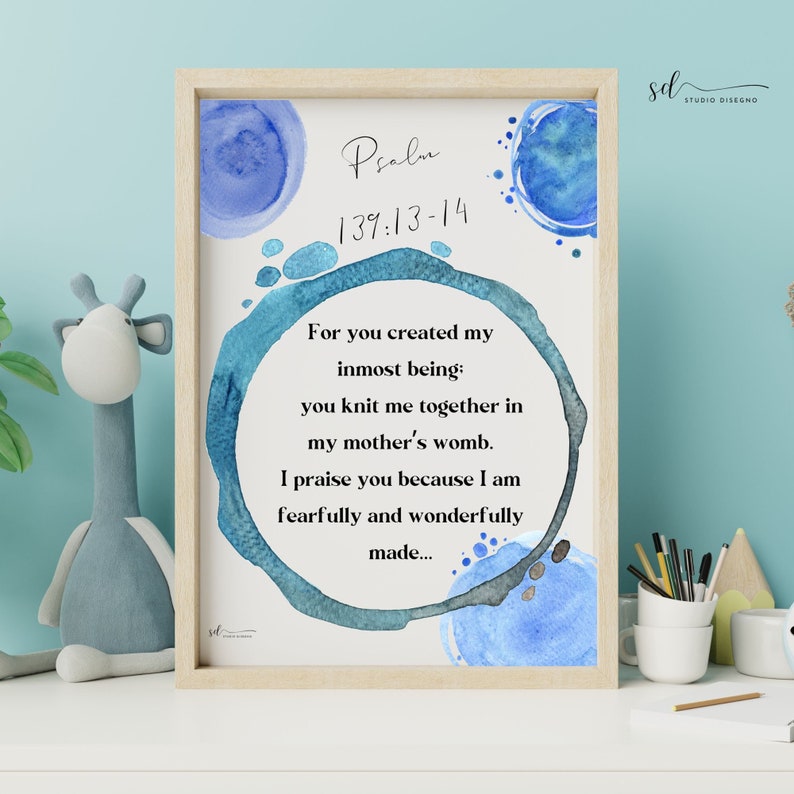 Psalm 139 – Bible Verse, Scripture Wall Art, Christian Printable, Baby ...