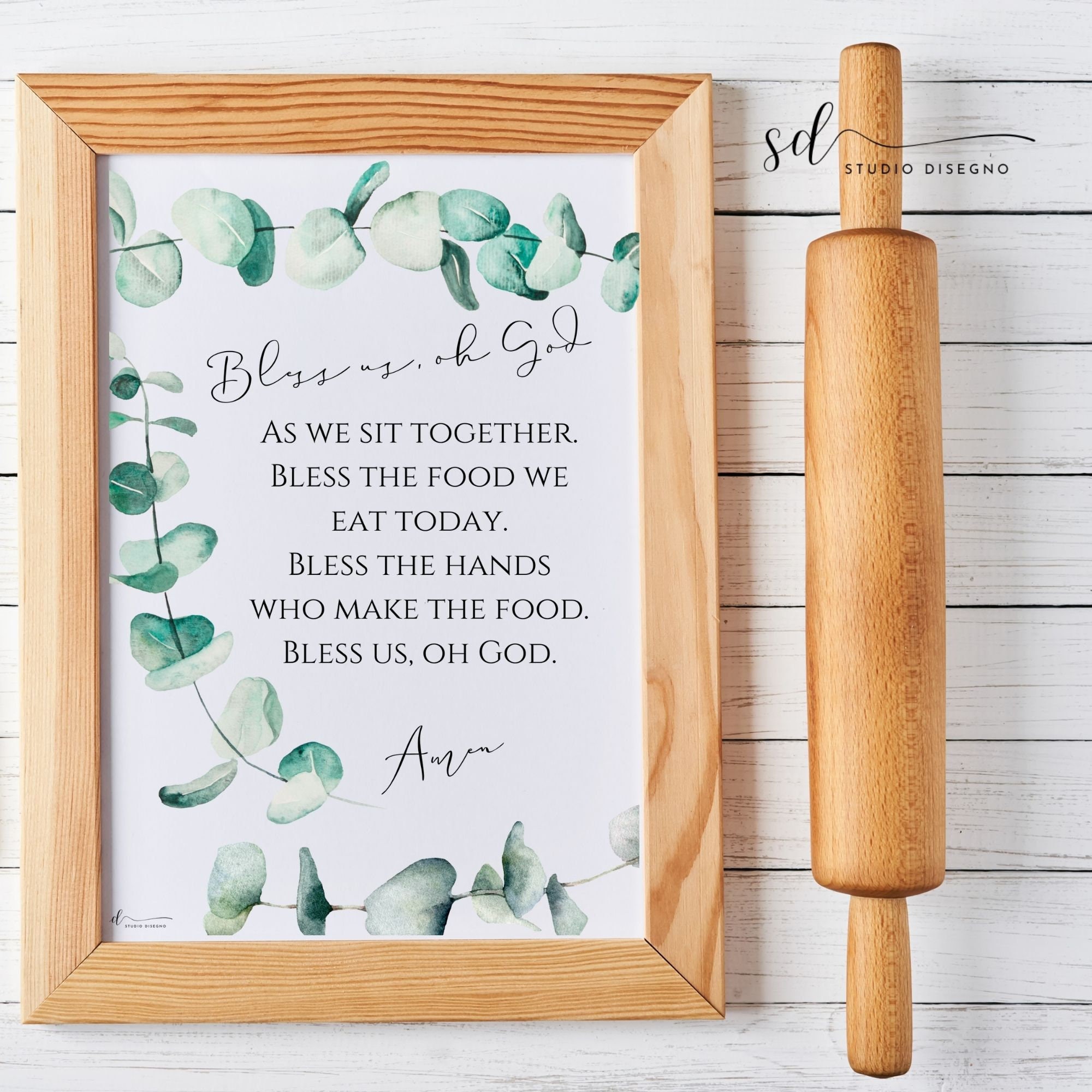 Grace Before Meals Print, Catholic Kitchen Prayer, Eucalyptus (digital ...