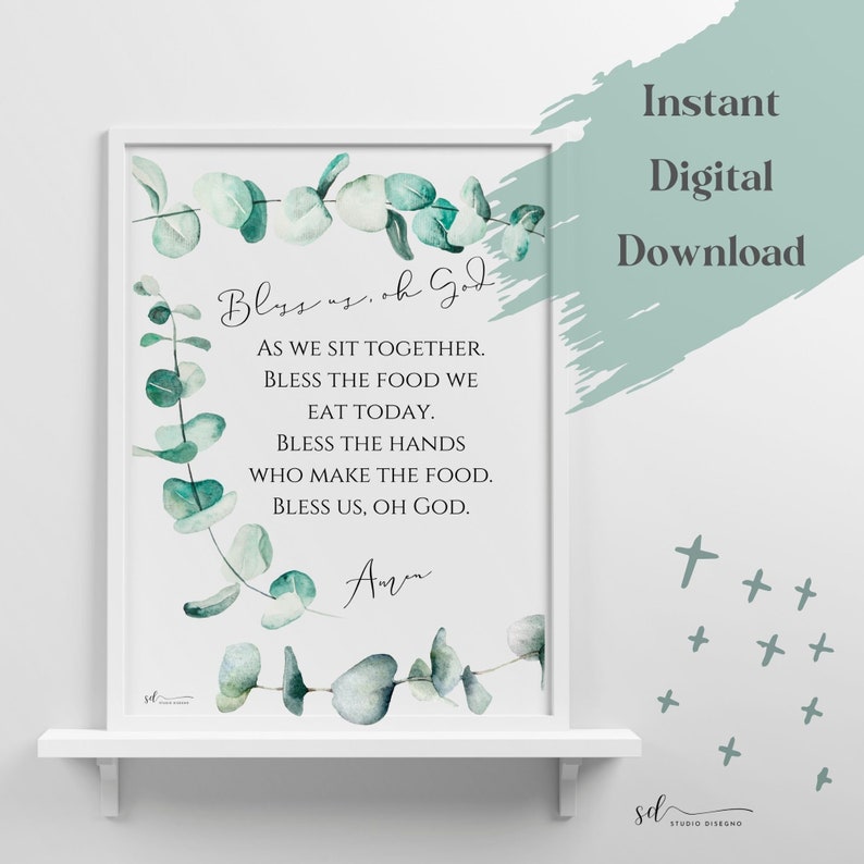 Grace Before Meals Print, Catholic Kitchen Prayer, Eucalyptus (digital ...