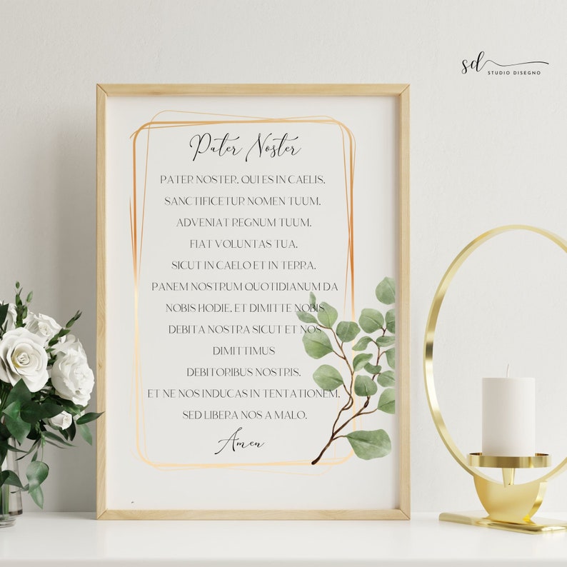 Pater Noster the Lords Prayer Modern Catholic Wall Art, Latin Prayer ...