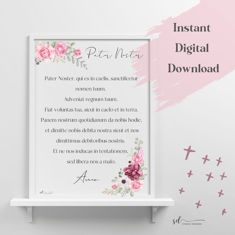 Pater Noster Latin Prayer Print – Modern Catholic Wall Art (digital ...