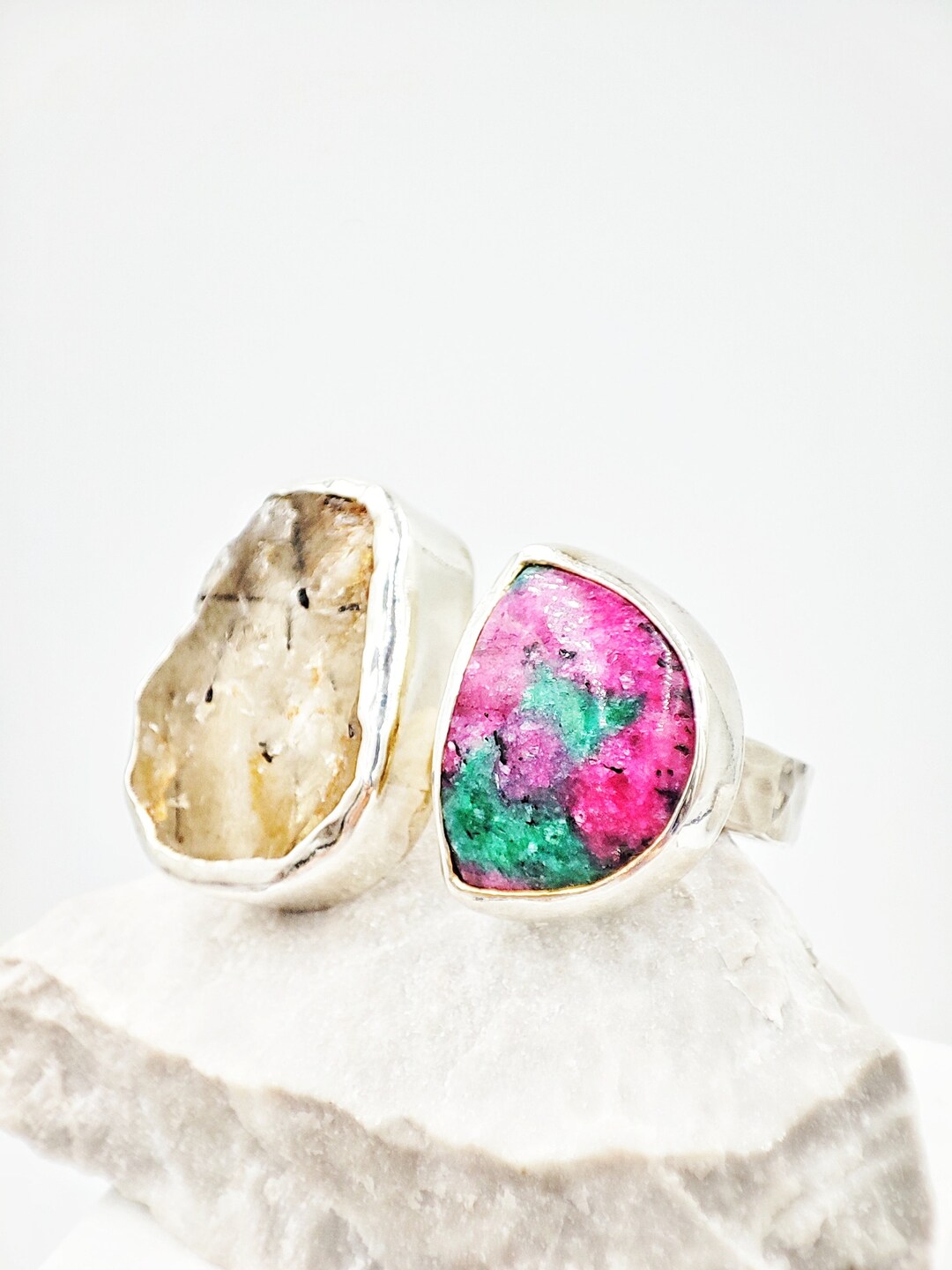 Ruby Ring by Glafx, Raw Ruby Ring, Raw Rutile Quartz Ring, Statement ...