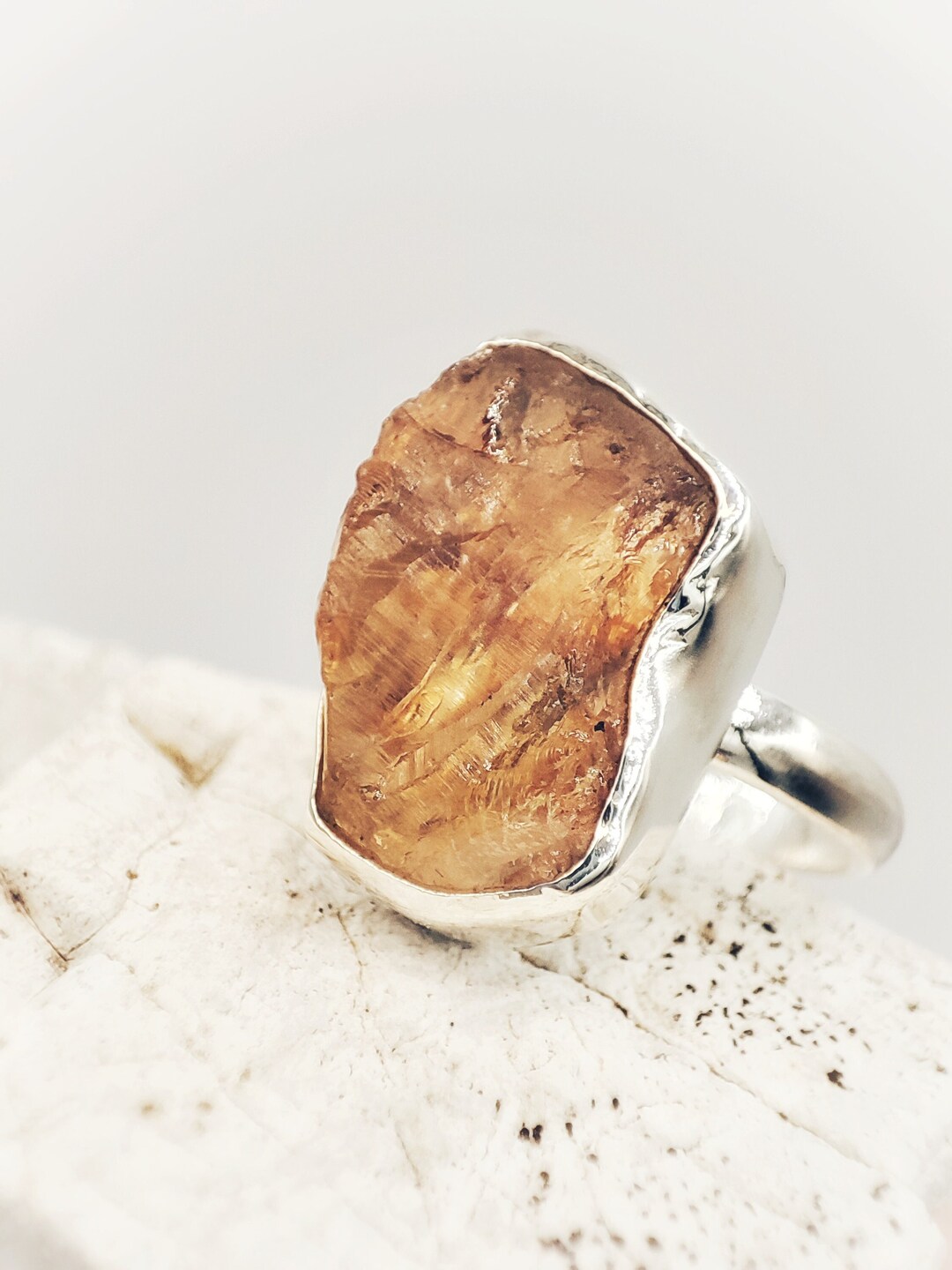Raw Rutilated Quartz Ring by Glafx, Yellow Rutile Ring, Statement ...