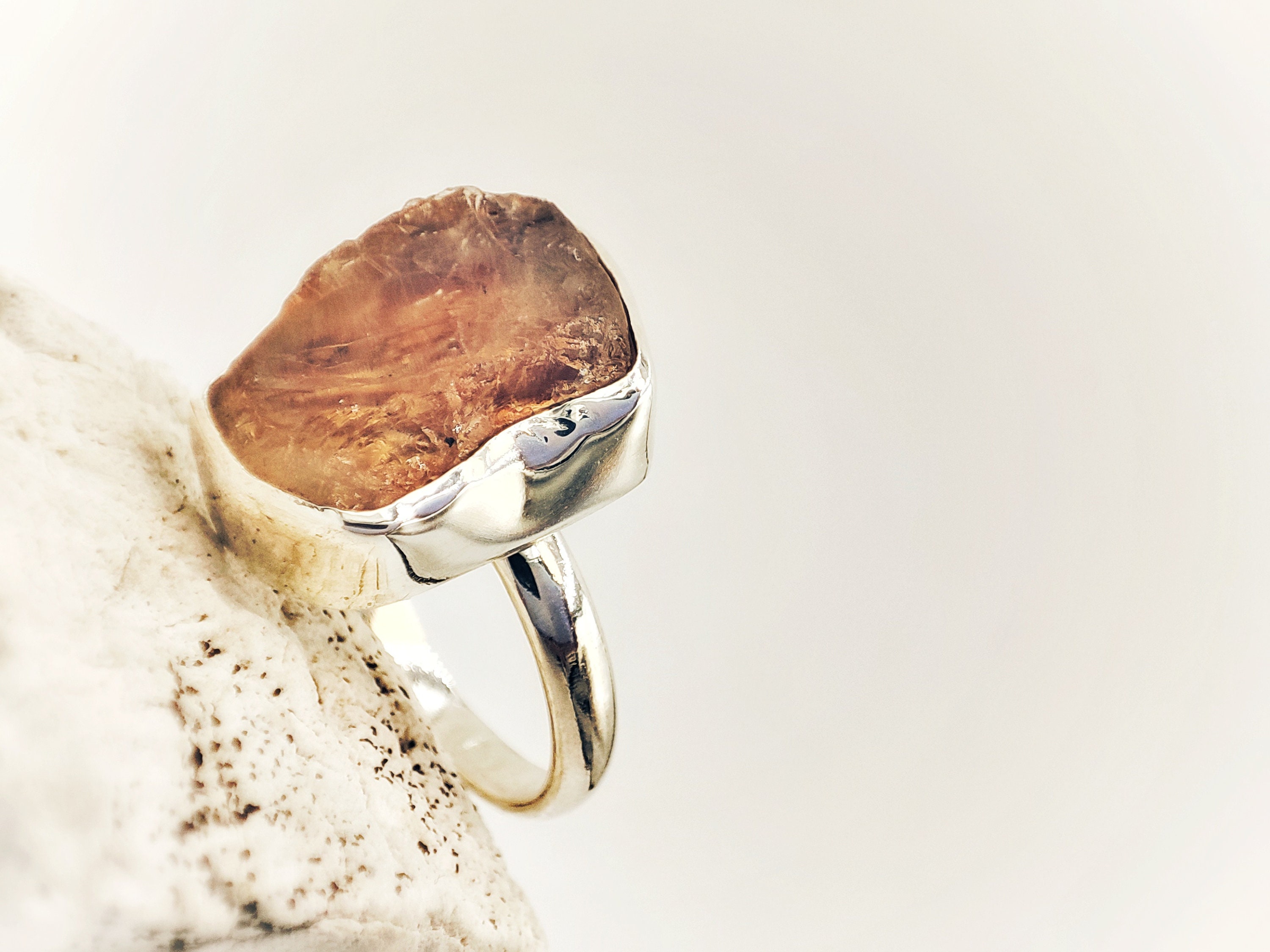 Raw Rutilated Quartz Ring by Glafx, Yellow Rutile Ring, Statement ...