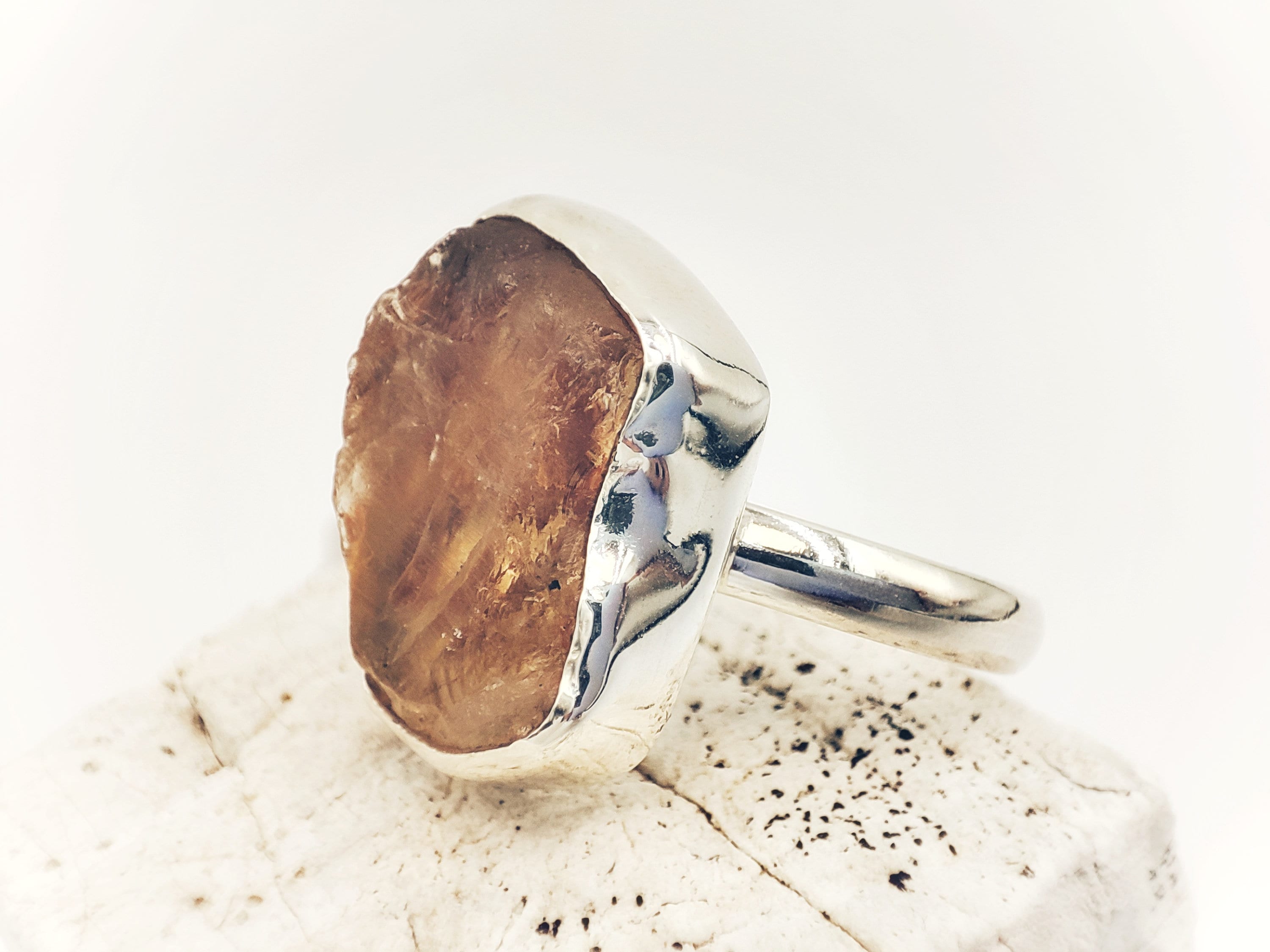 Raw Rutilated Quartz Ring by Glafx, Yellow Rutile Ring, Statement ...