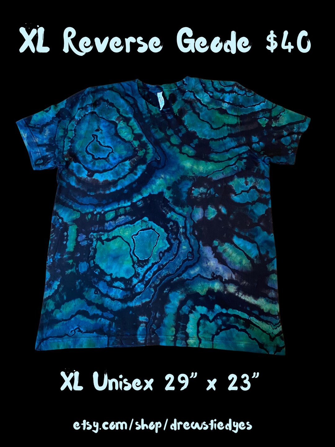 XL Unisex | “aqua Reverse Geodes” | Handcrafted Ice Tie Dyed T-shirt - Etsy