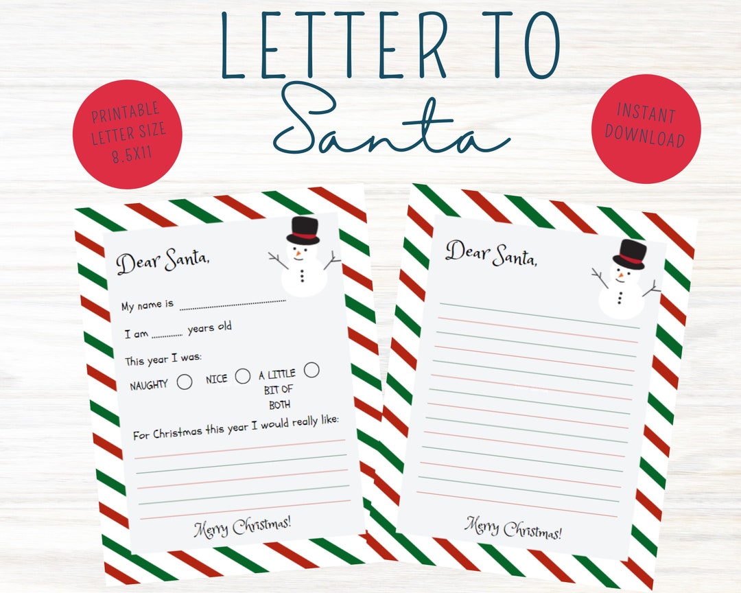 Cute Letter to Santa | Printable Bundle | Instant Download | Christmas ...