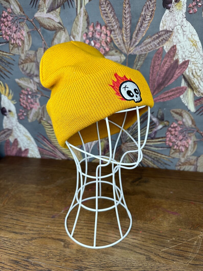 Beanie Skull Hat Valentines Gift Embroidered Skeleton Headwear Spring ...