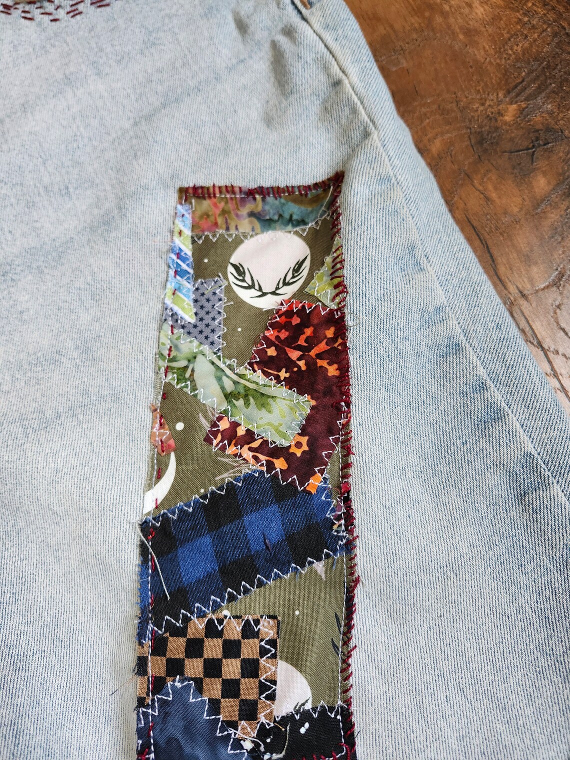 Up Cycled Boho Vintage Patch Work Denim Jean Shorts Reworked Emblished ...