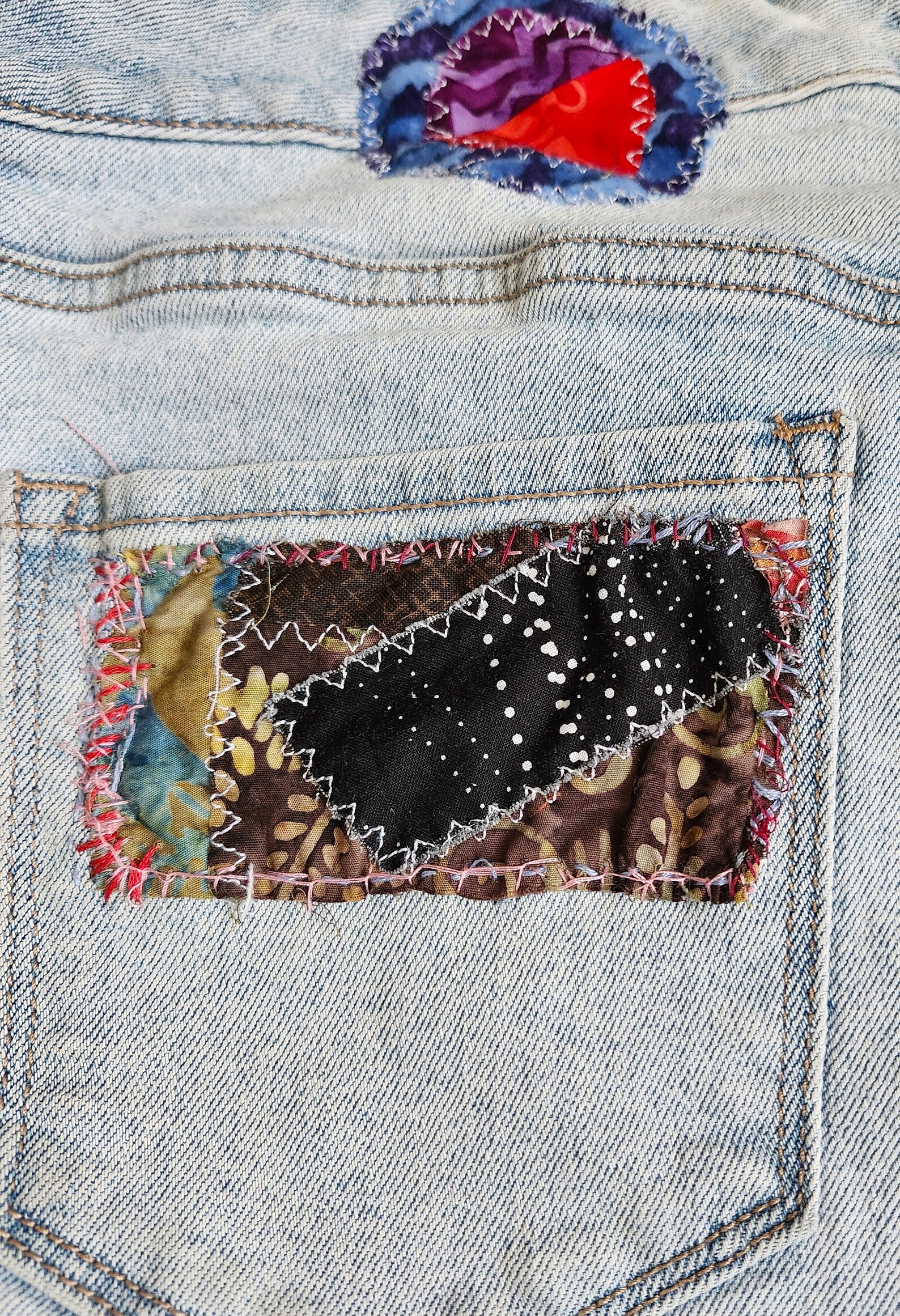 Up Cycled Boho Vintage Patch Work Denim Jean Shorts Reworked Emblished ...
