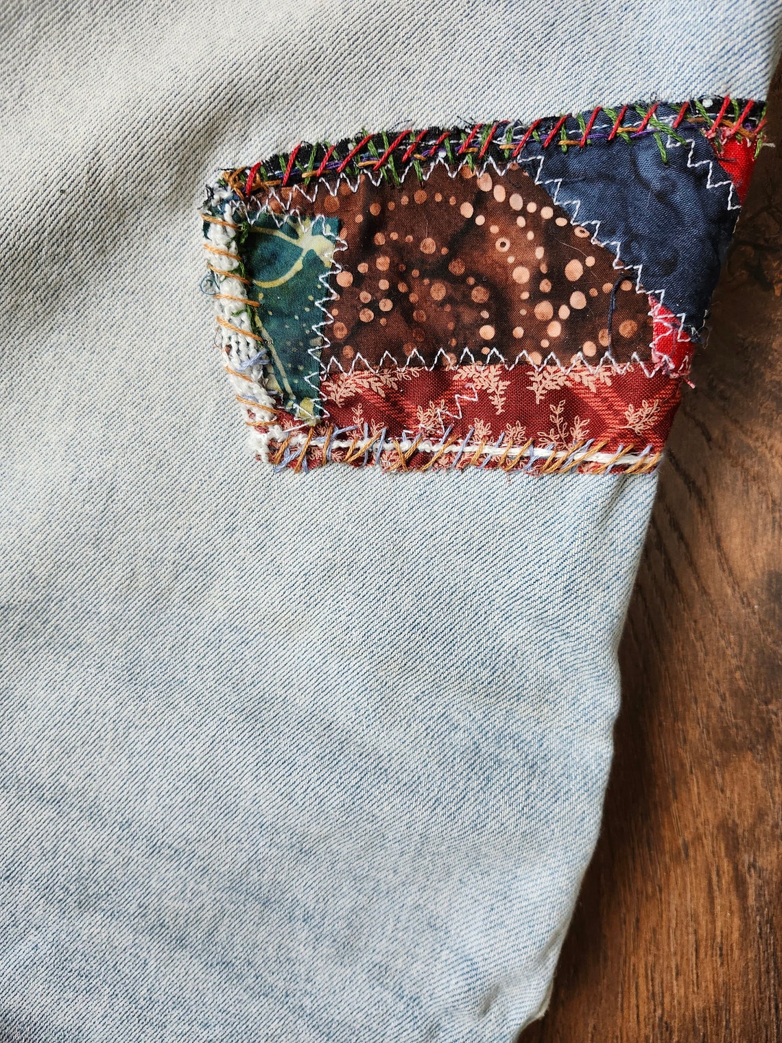 Up Cycled Boho Vintage Patch Work Denim Jean Shorts Reworked Emblished ...