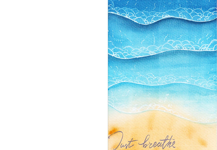 Digital Card, Printable Card, Beach Card, Blank Card, Ocean, Watercolor ...