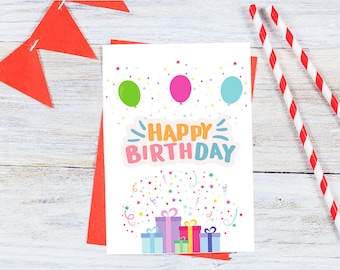 Printable Birthday Card, Digital Cards Download, Happy Birthday Card ...