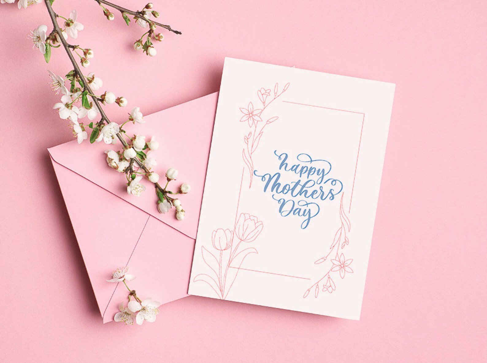 Floral Mother's Day Card, Minimalist Printable (digital Download) - Etsy