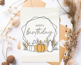 Autumn Fall Birthday Card Printable - Etsy