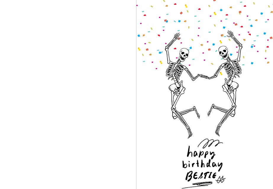 Skeleton Bestie Birthday Card, Printable Digital Download - Etsy
