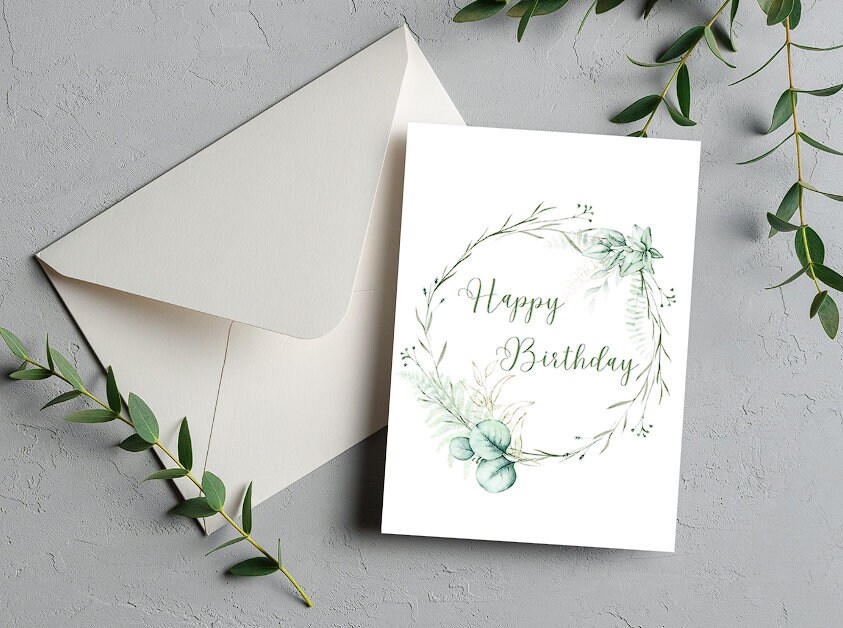 Printable Floral Birthday Card, Floral Card, Printable Card, Printable ...