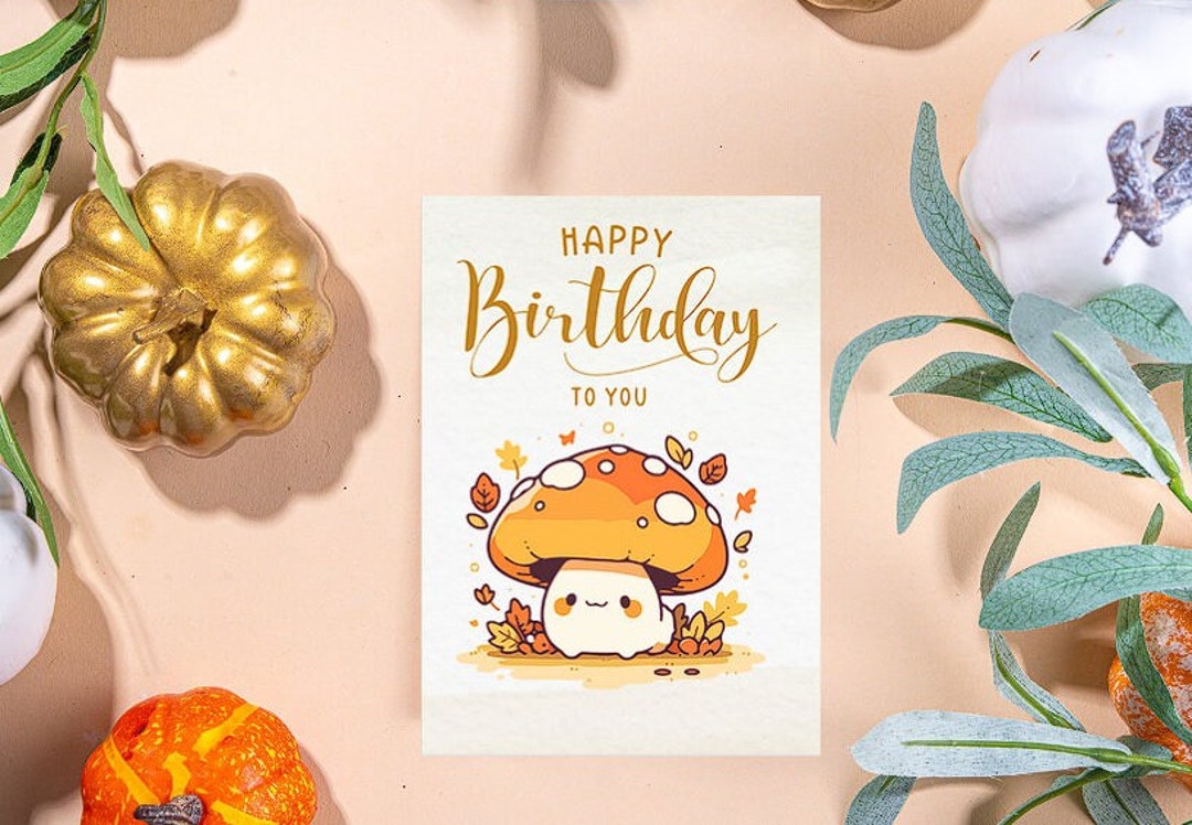 Printable Fall Birthday Card, Floral Card, Printable Card, Printable ...