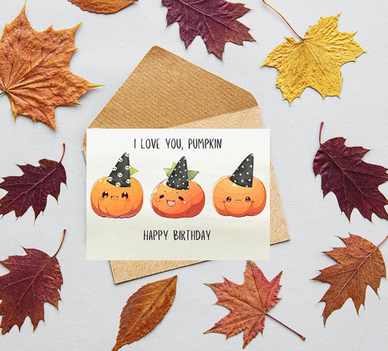 Printable Fall Birthday Card, Pumpkin Card, Printable Card, Printable ...