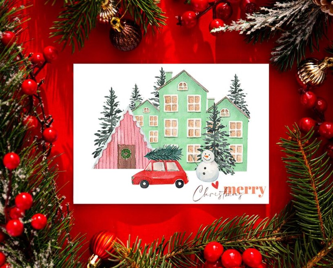 Printable Merry Christmas Card, Digital Card, Digital Download ...