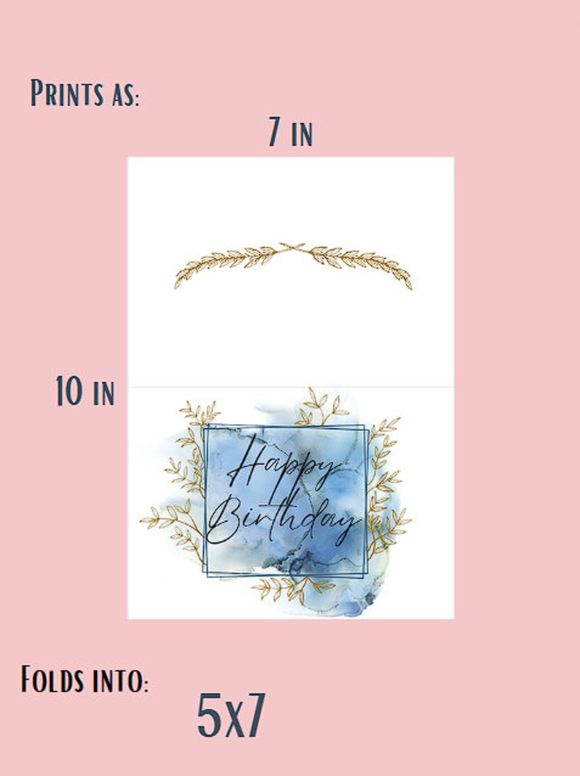 Digital Folded Birthday Card, Printable Card, Foldable Card, Happy ...