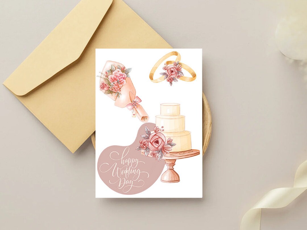 Digital Wedding Card, Floral Card, Wedding Stationary, Happy Wedding ...