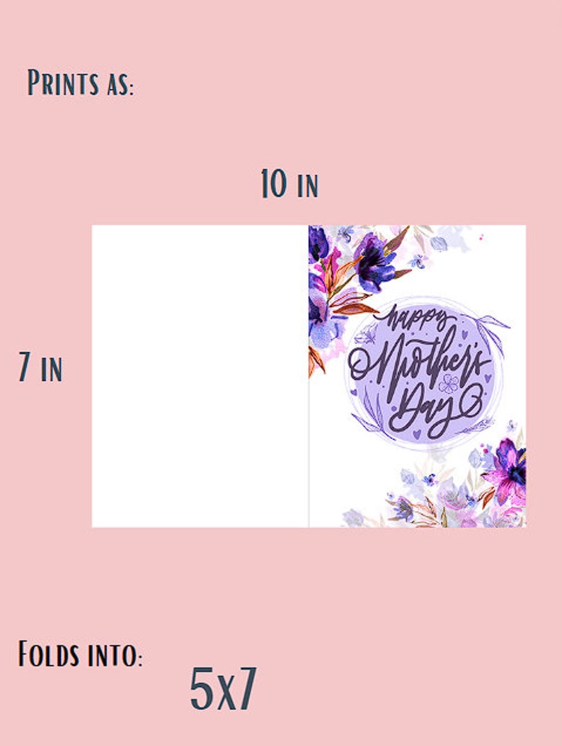Printable Floral Mother's Day Card, Printable Card, Digital Card ...
