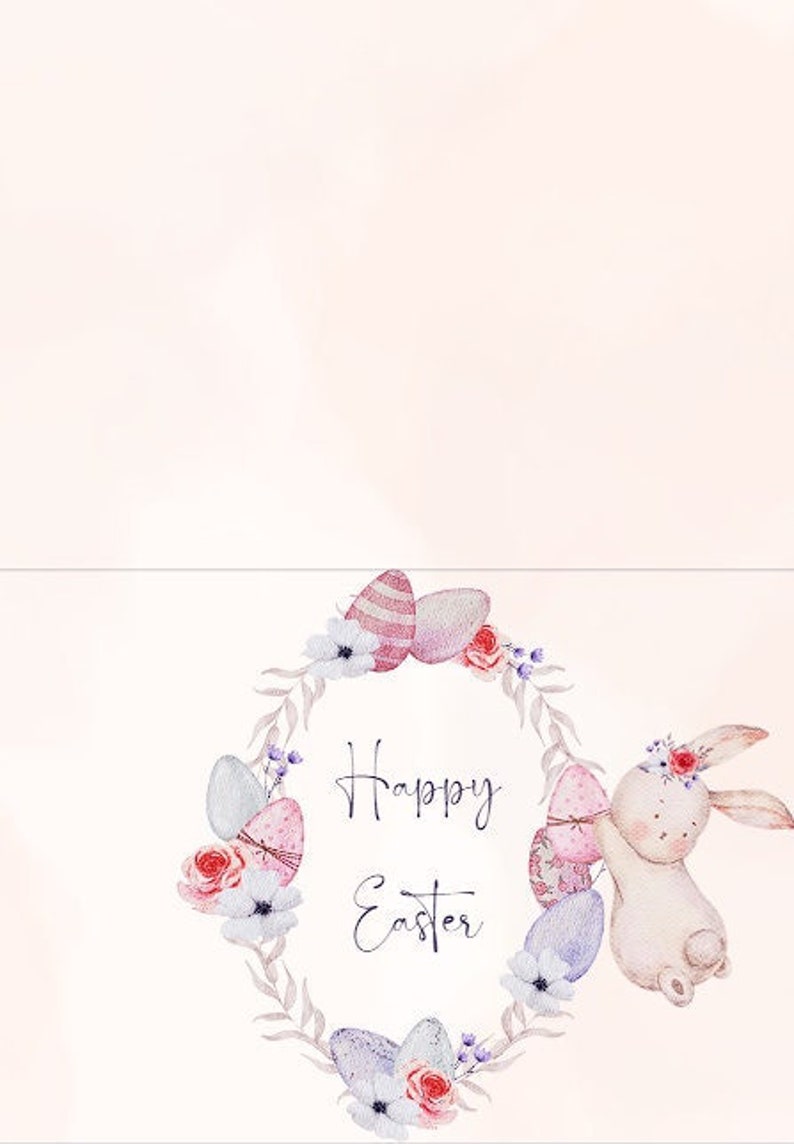 Printable Easter Card, Printable Card, Digital Card, Bunny Card, Happy ...