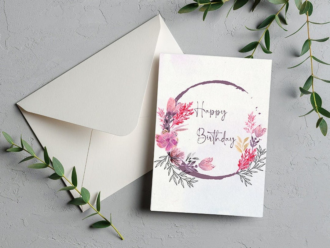 Printable Watercolor Birthday Card, Digital Card, Digital Birthday ...