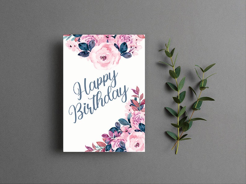 Floral Birthday Card, Printable Greeting Card (digital Download) - Etsy