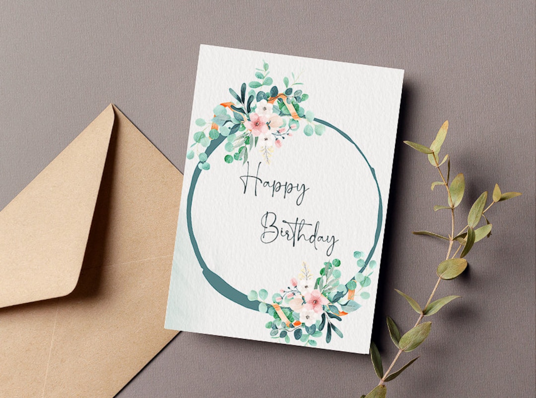 Floral Watercolor Birthday Card, Printable Greeting (digital Download ...