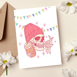 Digital Card, Printable Card, Skull Card, Birthday Card, Any Occasion ...