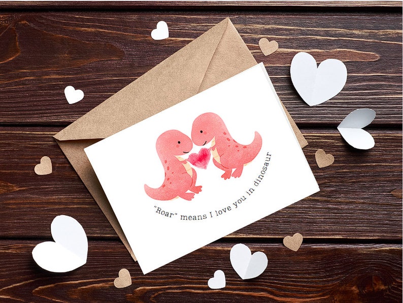 Printable Dinosaur Card, Digital Card, Printable Card, Valentines Day ...