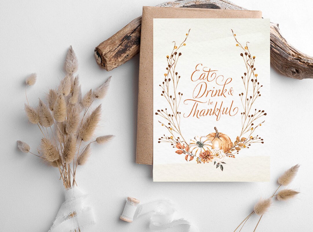 Digital Thanksgiving Card, Printable Thanksgiving Card, Happy ...