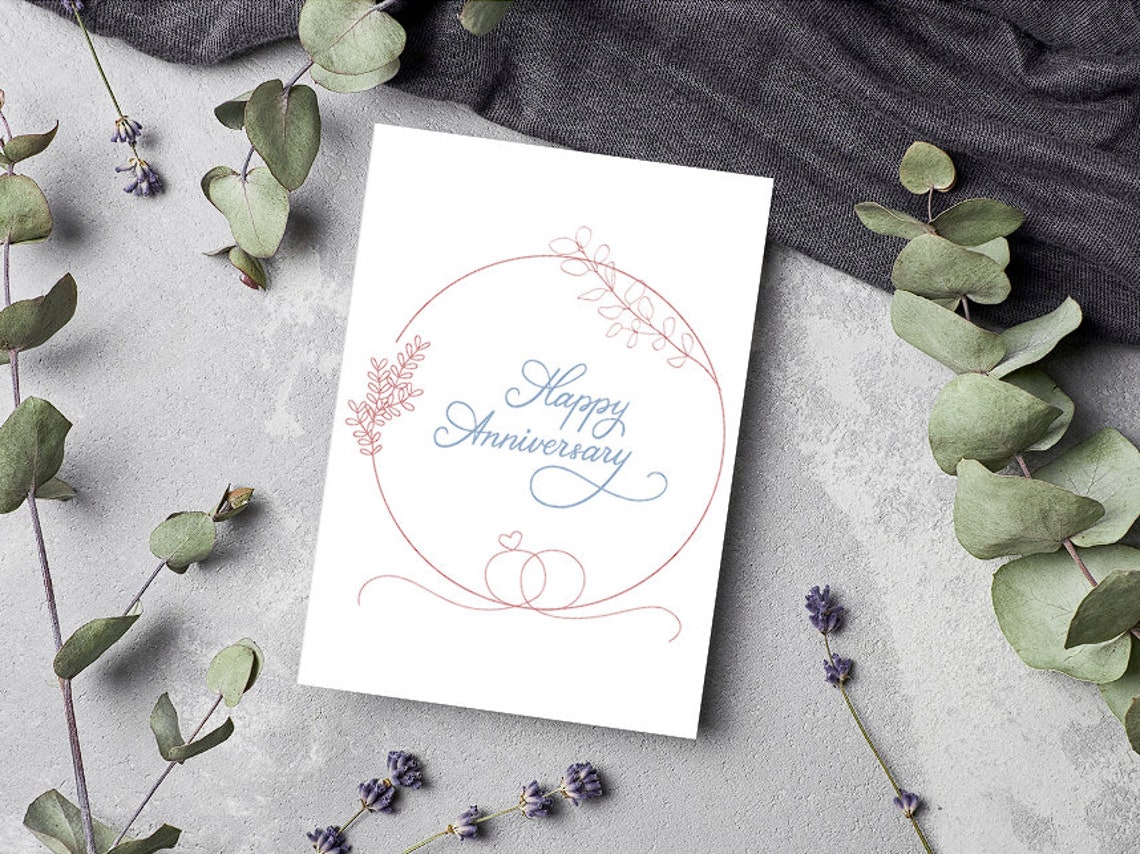 Floral Anniversary Card, Printable Anniversary Gift (digital Download ...