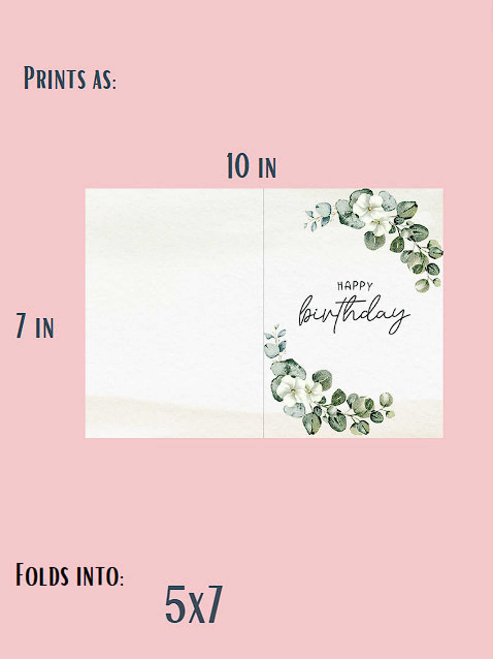 Printable Floral Birthday Card, Floral Card, Printable Card, Printable ...