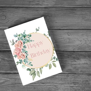 Printable Floral Birthday Card, Floral Card, Printable Card, Printable ...