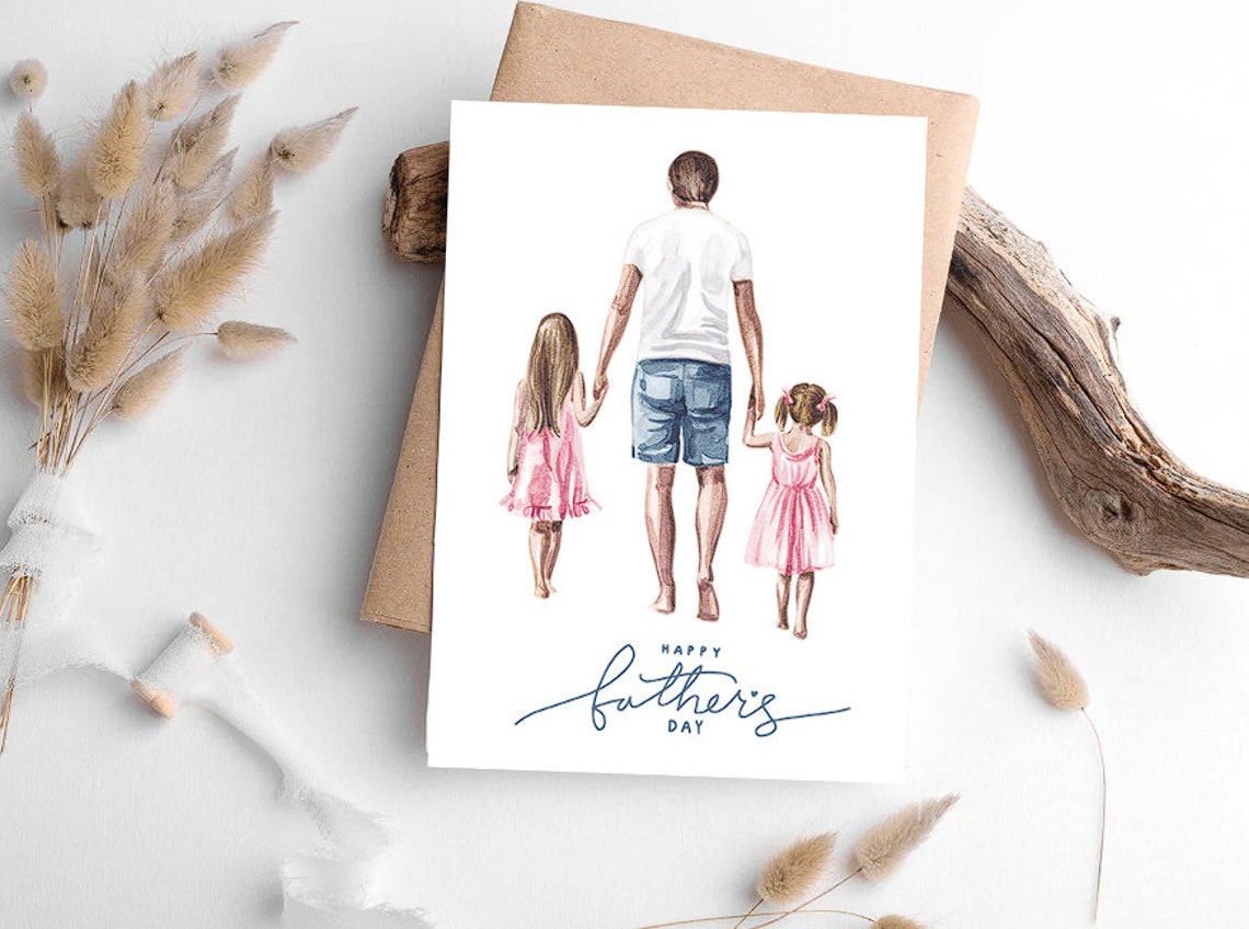 Digital Father's Day Card, Fathers Day Card, Printable Card, Watercolor ...