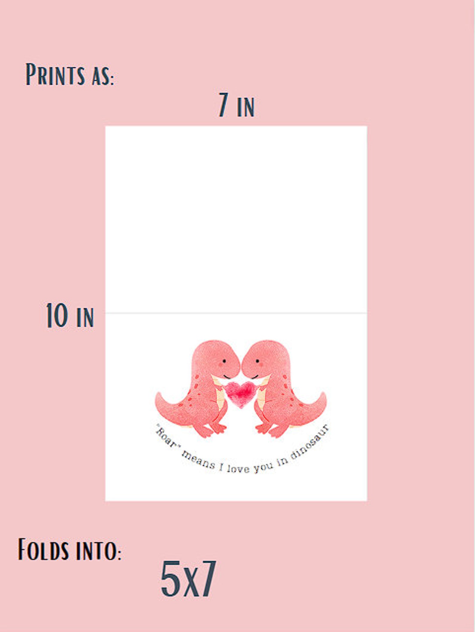 Printable Dinosaur Card, Digital Card, Printable Card, Valentines Day ...